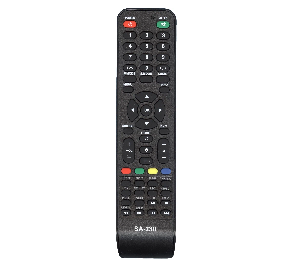 Пульт Huayu SA-230 HOME, для телевизора, Shivaki, Harper, Skyline, Telefunken, AVEL, OLTO, цвет чёрный, ИК-сигнал