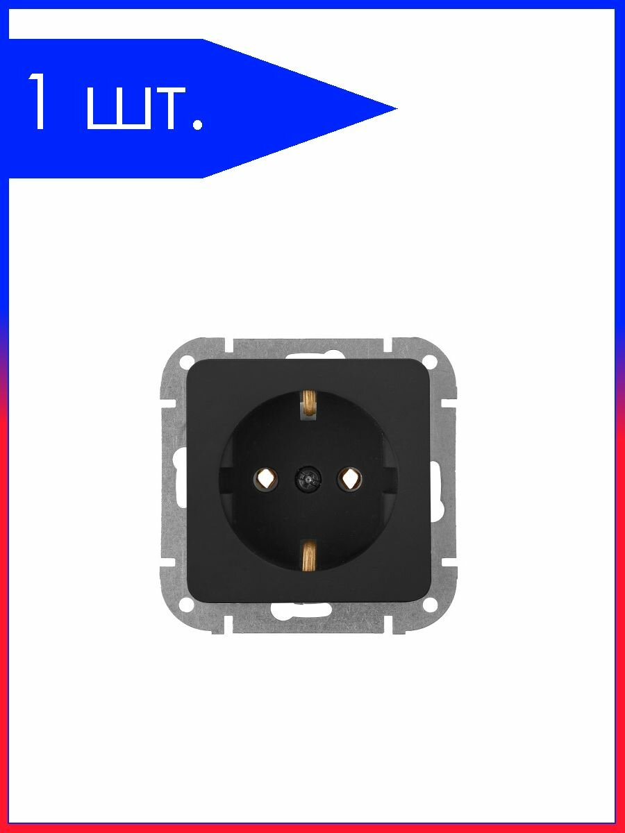 Розетка встраиваемая В Рамку Одинарная С Заземлением Карбон черный IP20 16А 250В ASTRUM Bylectrica