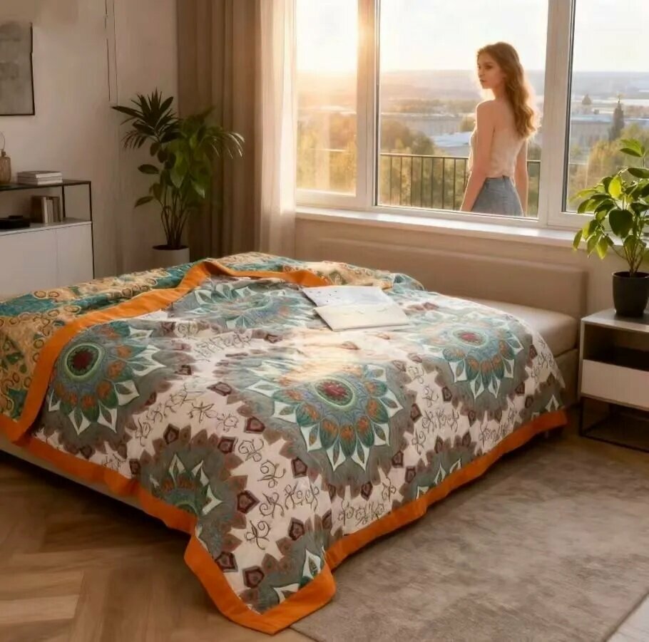 Плед двусторонний homely , Хлопок, Муслин, 220 см х 200 см