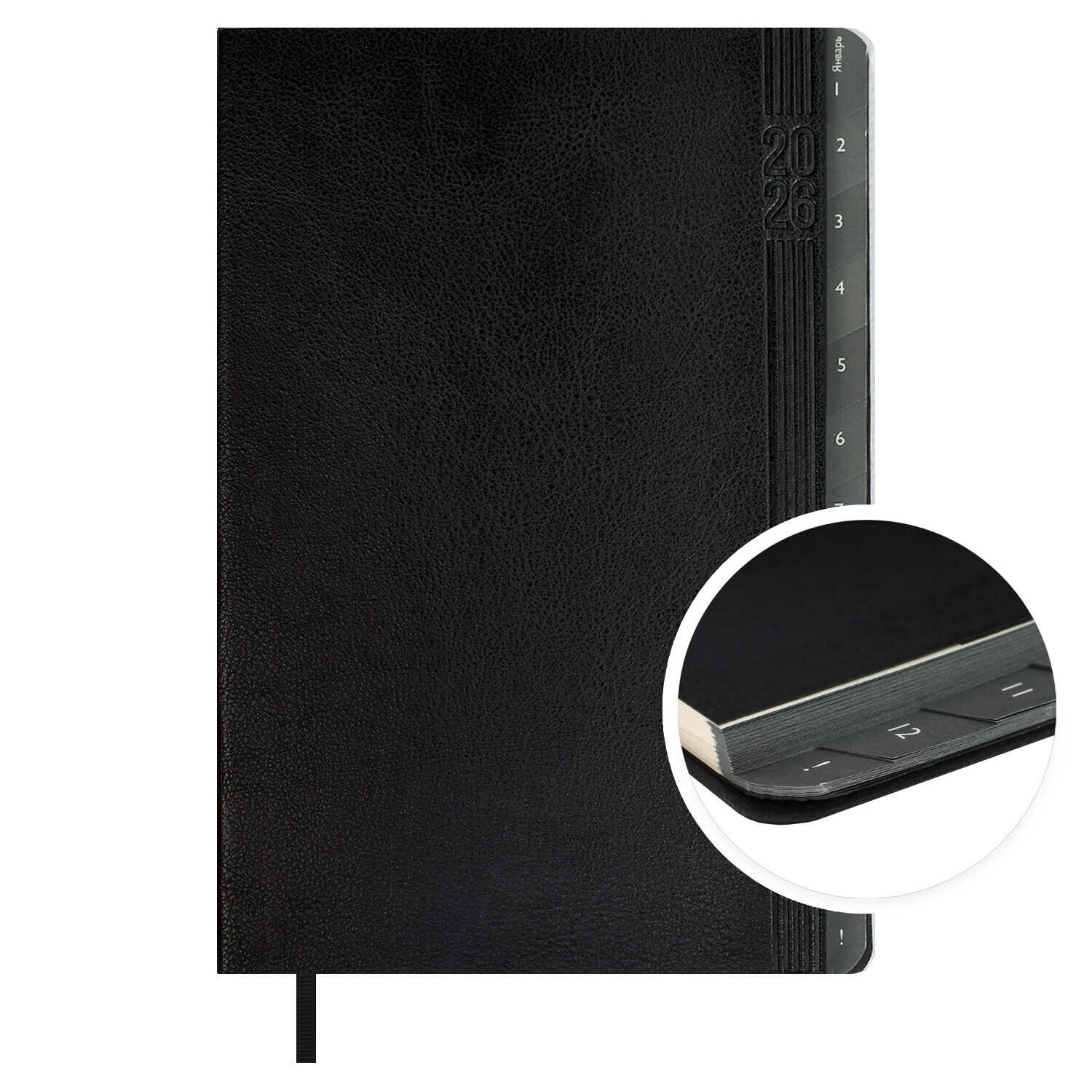 Еженедельник датированный 2026 ESCALADA, формат А5, 80 л, мягкий переплёт, искусственная кожа "Буйвол", черный