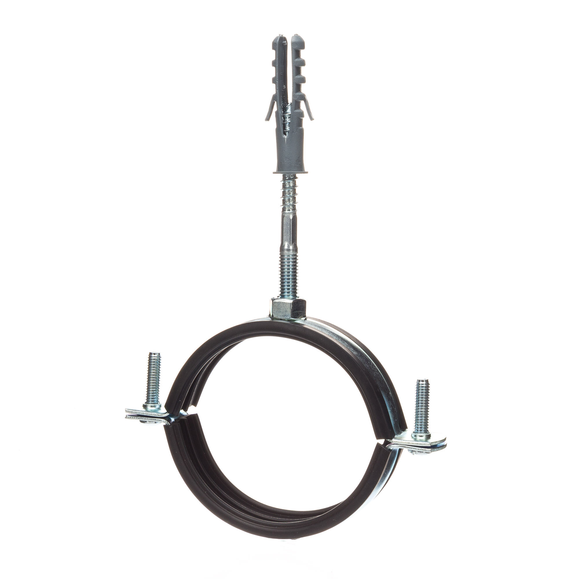 Хомут сантехнический для труб металлический 1 1/2" (47-51) с гайкой и шпилькой TST