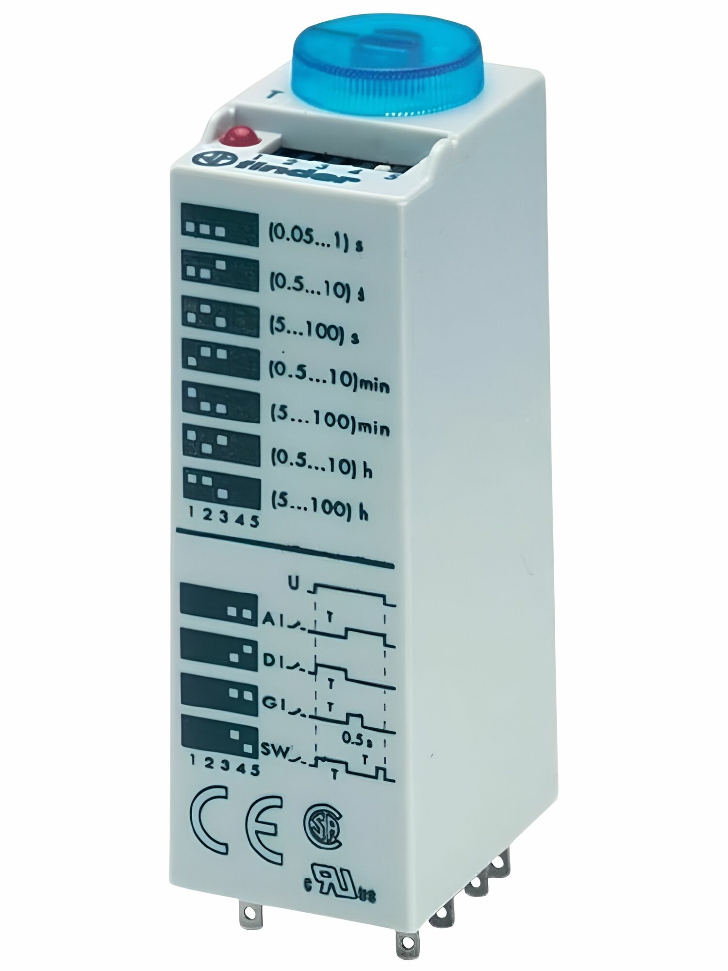 85.04.8.240.0000, Миниатюрный мультифункциональный таймер (AI, DI, SW, GI); 240В АС; 4CO 7A; регулировка времени 0.05с 100ч; IP40; металлическая клипса 094.81