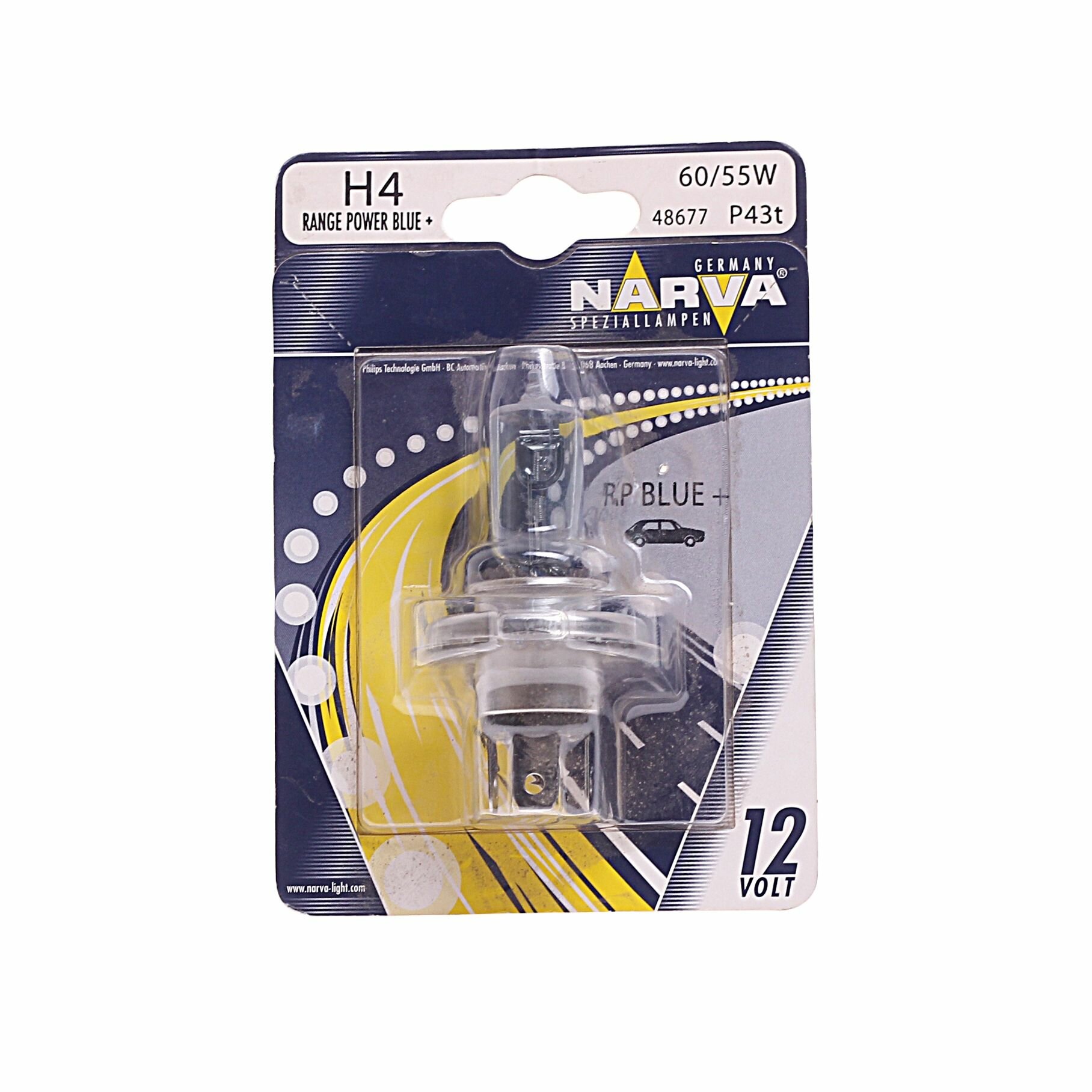 Автолампа H4 60/55W P43t-38+50% RANGE POWER BLUE 12V