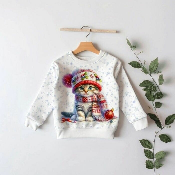 Футер купон 2х нитка "Зимний Котенок" высота 65см, ширина 180см