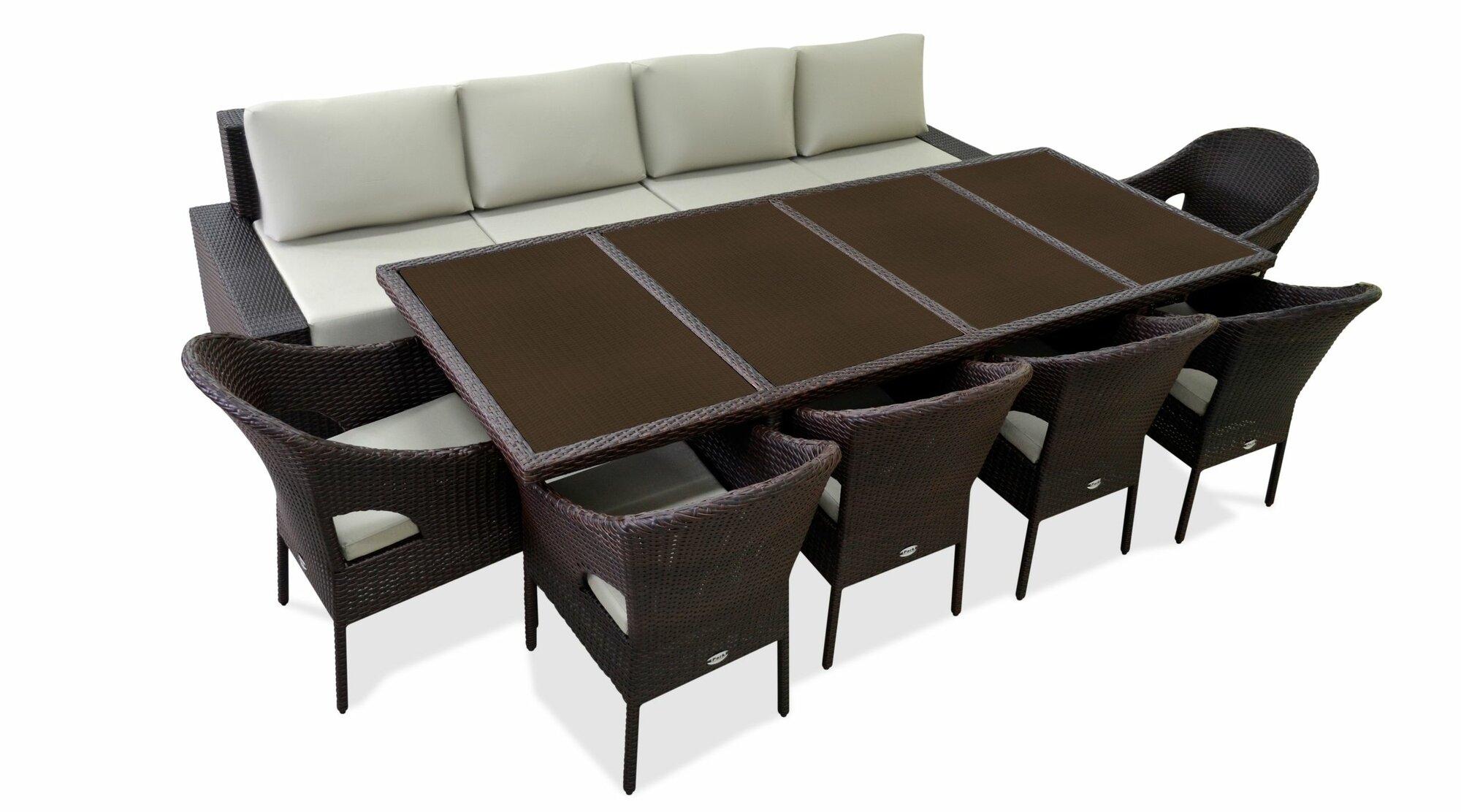 Комплект из искусственного ротанга Малибу, цвет под "красное дерево", 10 персон