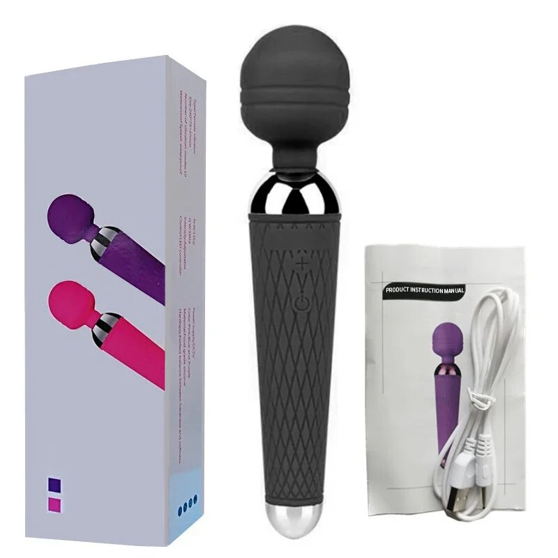 Мощные фаллоимитаторы AV Magic Wand Вибратор для женщин Массажер для тела G Spot Стимулятор клитора Женский мастурбатор Секс-игрушки для взрослых 18+ SA00047-Black-Box