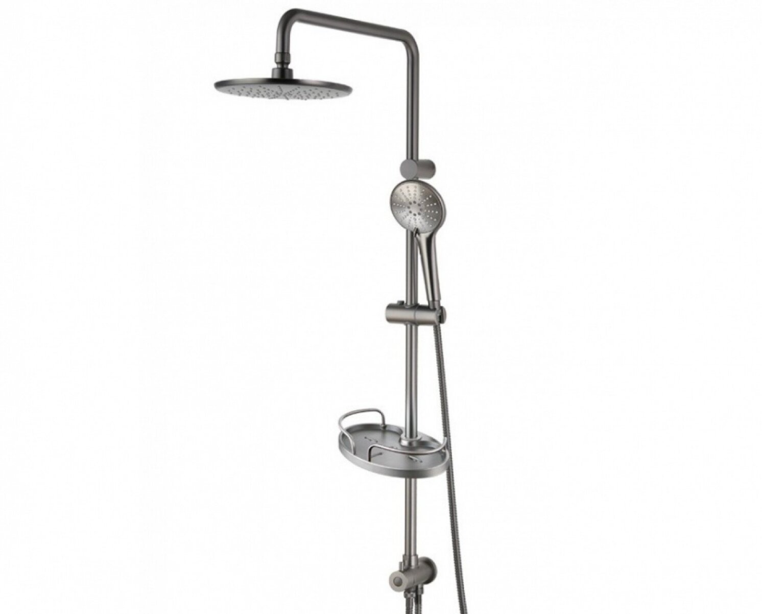 Душевой гарнитур Lemark Bronx LM3788GM c верхней душ. лейкой Тропический дождь D226мм, графит