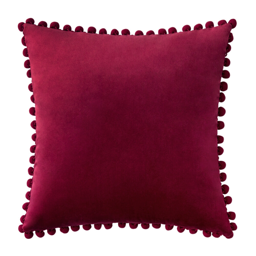 Наволочка декоративная 45 x 45 см, бархат бордовый, 1шт.