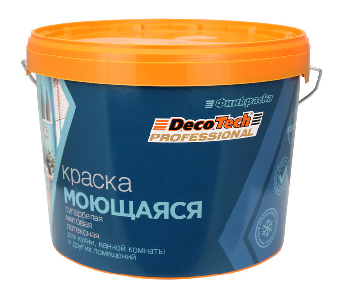 Краска Decotech PROFESSIONAL моющаяся для ванной и кухни, База С бесцветная 9л