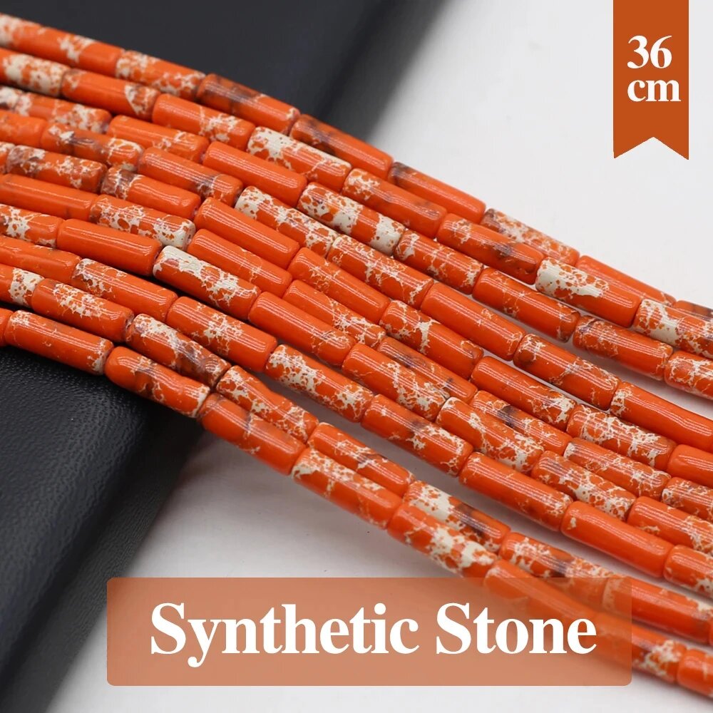 Бусины из агата, родохрозита и бирюзы 4x13 Оранжевый, Orange Emperor