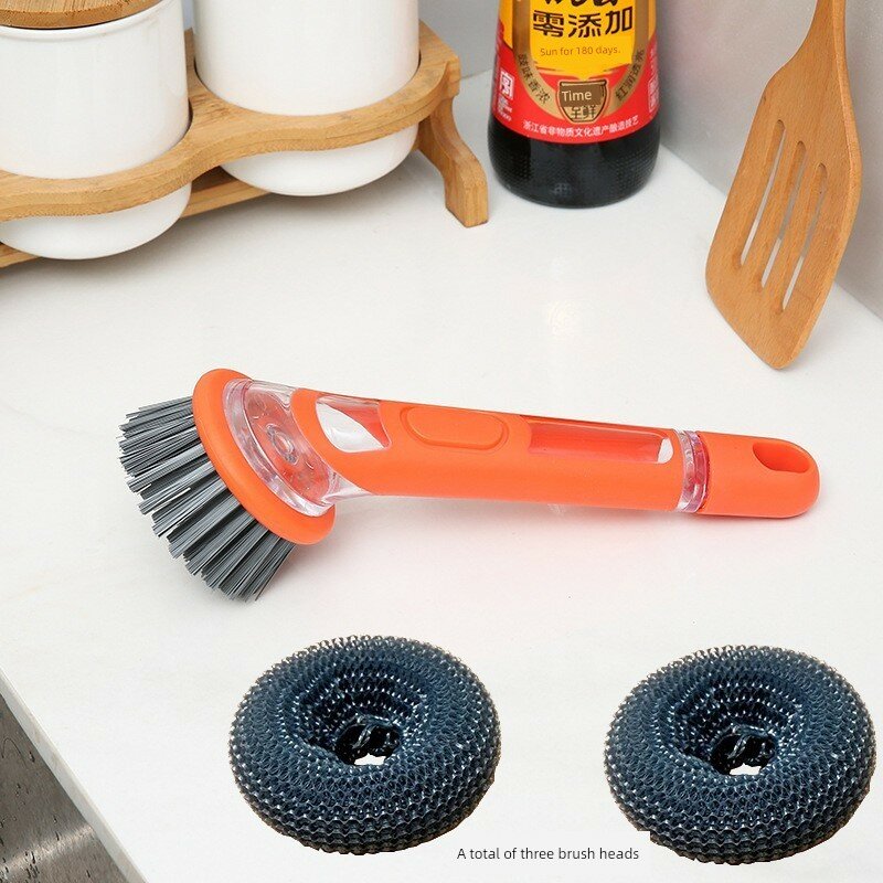 Кухонная щетка с длинной ручкой для мытья посуды, автоматическое дозирование жидкости, щетка для мытья посуды, бытовая