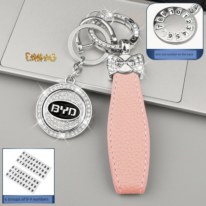 Брелок для ключей автомобиля для женщин, новый изысканный аксессуар для сумки с бриллиантовым бантом, брелок с номером