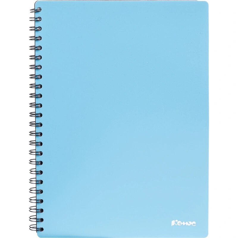 Бизнес-тетрадь Комус А5 100л, кл, обл пластик, спираль, голубая Classic