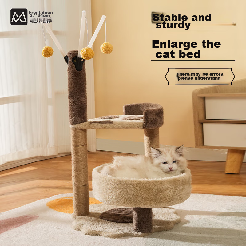 Miaoxianer Cat Tree, Large Integrated Cat Bed, Multi-Level Jumping Platform, Sisal Cat Scratching Post, Wear-Resistant Cat Scratching Board, Non-Shedding Cat Toy