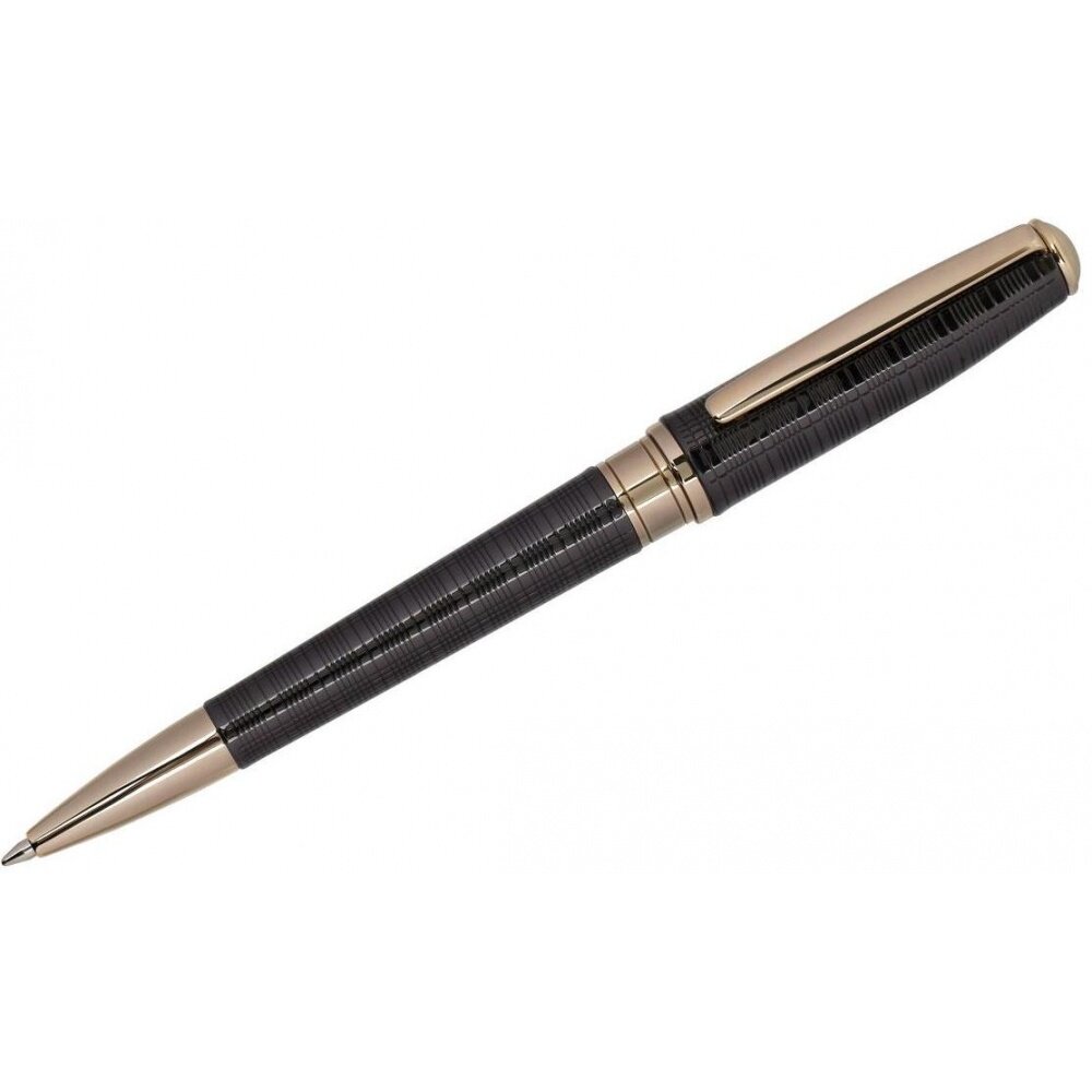 Delucci CPs_11420 Ручка шариковая delucci vestito синяя, 1,0мм, корпус черный лак/золото, поворотн, подарочная упаковка
