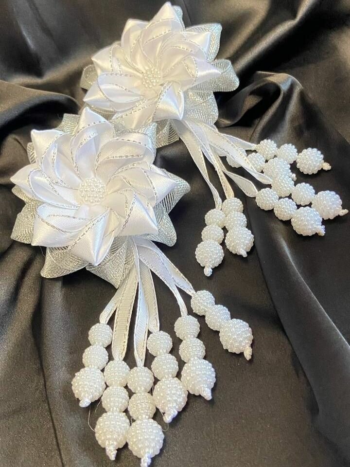 Белые бантики ручной работы для девочек на заколке, набор, парные, 2 шт