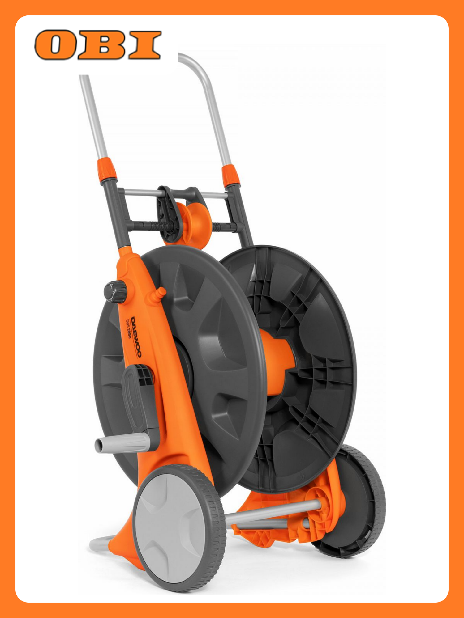 Тележка для шланга Daewoo DWR 2090, 3/4", оранжево-серая, ручная, до 100м