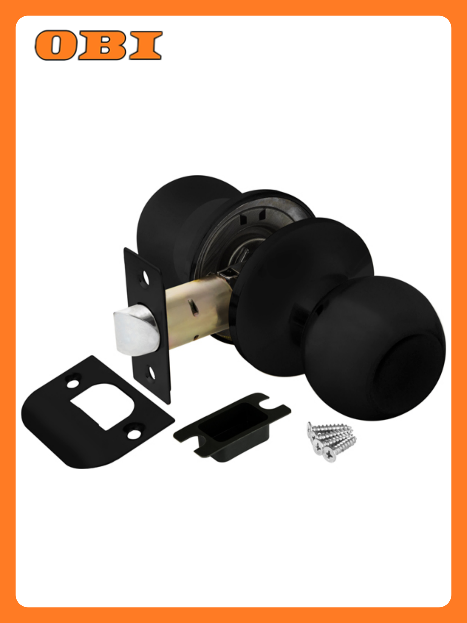 Ручка-защелка Ajax DK682 BL-PS, сталь, черная, для межкомнатных дверей