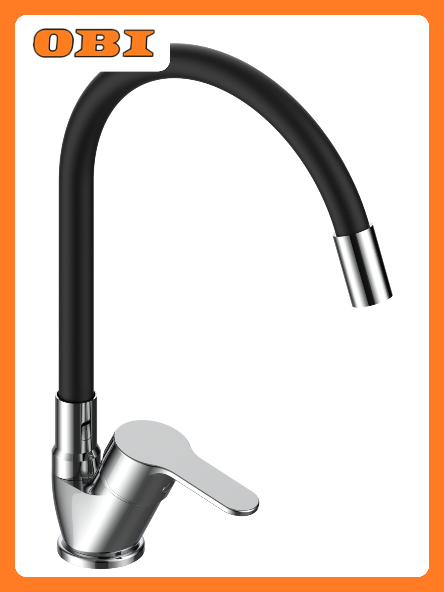 Смеситель для кухни с гибким изливом VODA Arriel черный, рычажное управление