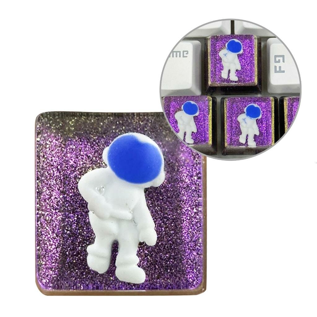 Прозрачные кейкапы "Звездные астронавты", голубоголовый астронавт