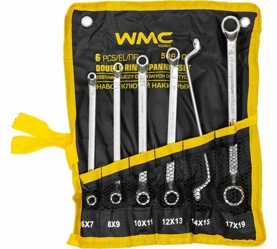 Ключи накидные, отогнутые на 75 градусов, набор 6 предметов WMC TOOLS