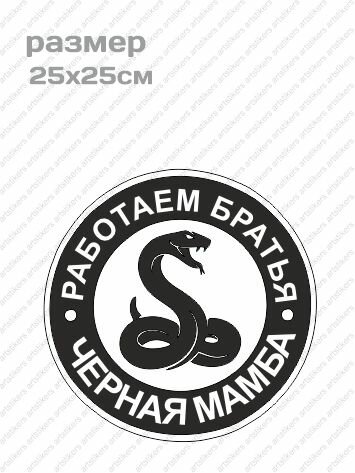 Наклейка Штурмовой отряд Черная Мамба, круглая, виниловая, наружная, размер 25х25см