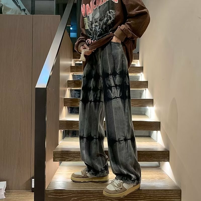 Тренд RONG CH Джинсы Мужские Пладированный Кроп Весенние Слабоносые Длинные Деним, Размер_M