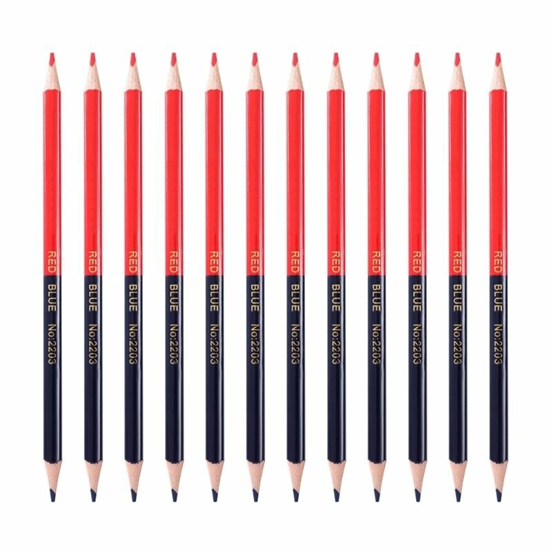 1 коробка из 12 треугольных красных и синих обоюдоострых карандашей