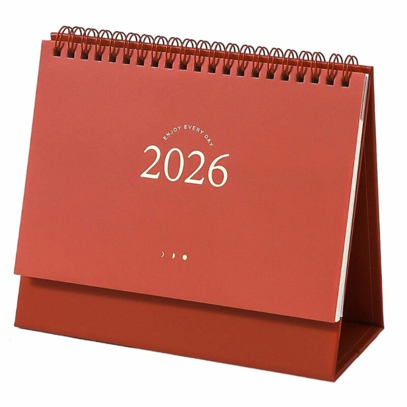 Простой настольный календарь в стиле ретро на 1 2026 год-кленово-красный большой