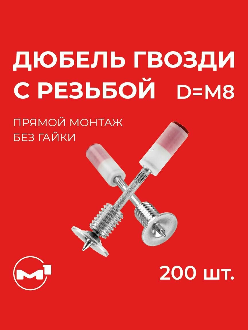 Дюбель-гвозди с резьбой для монтажного пистолета(для пневмопистолета),200шт
