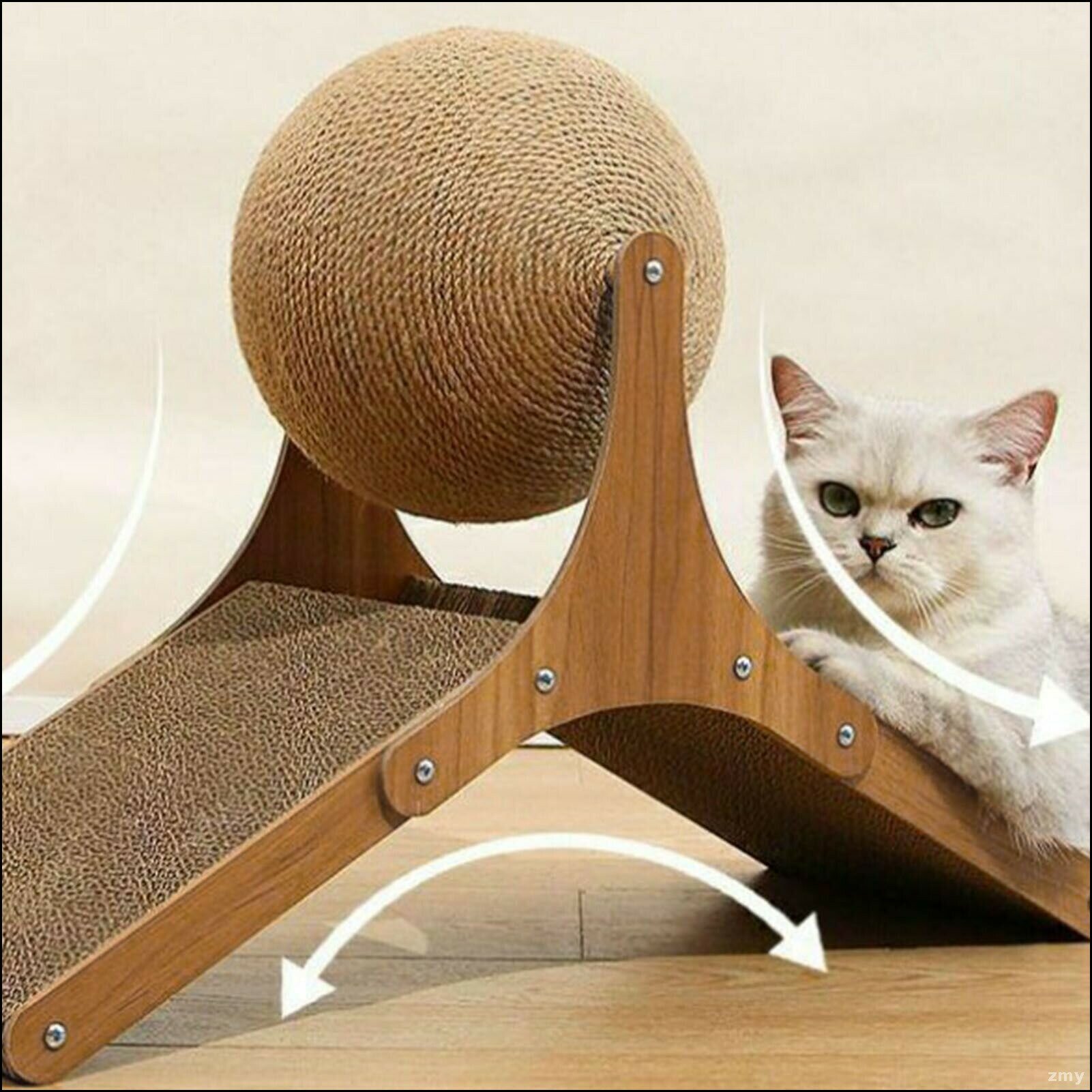 Картонная когтеточка для кошек и катящийся шар из сизаля. Комплексные игрушки для домашних животных.