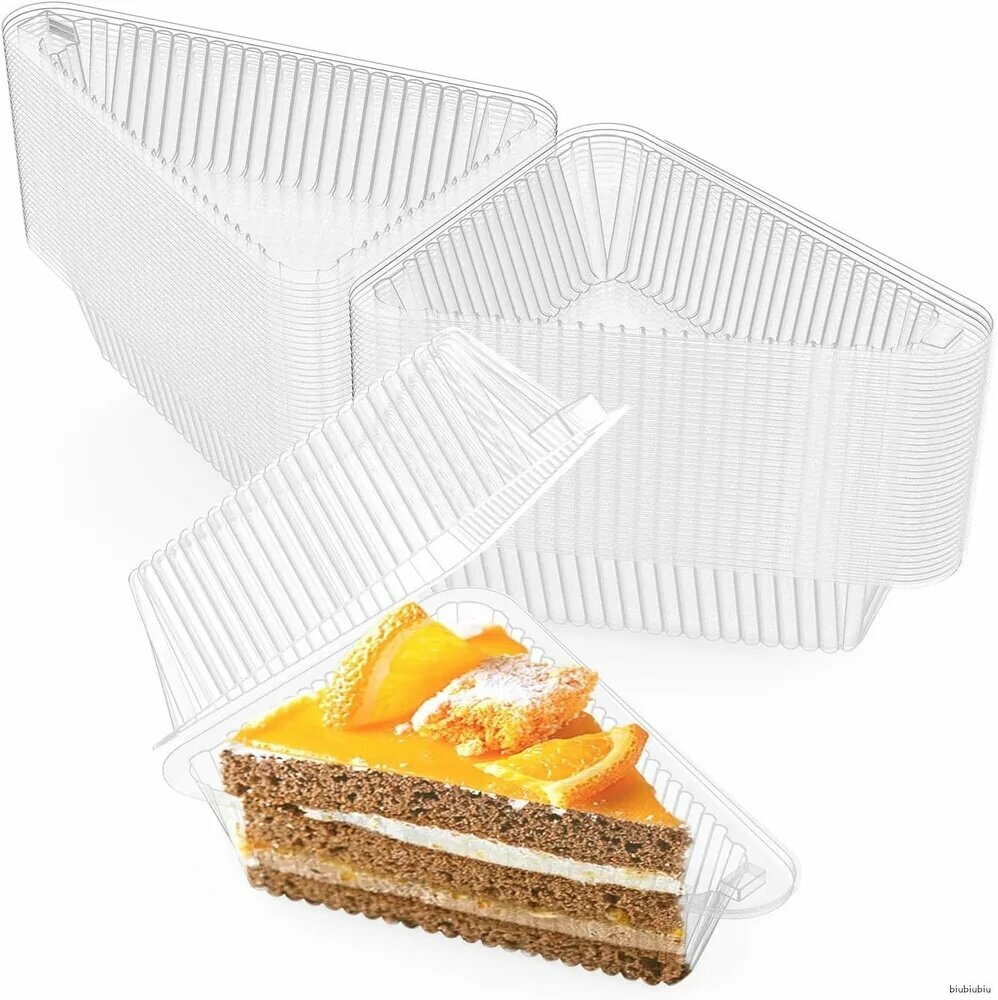 50 треугольных коробок для хранения тортов, контейнеры для тортов с крышками, коробки для упаковки сырных десертов, прозрачные