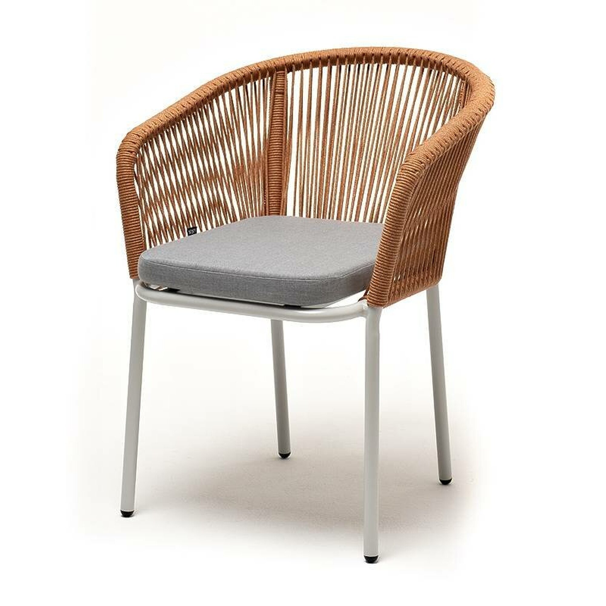 Стул 4SIS "Марсель", роуп/алюминий, светло-серый (RAL7035) муар/роуп оранжевый меланж, 570×620×775