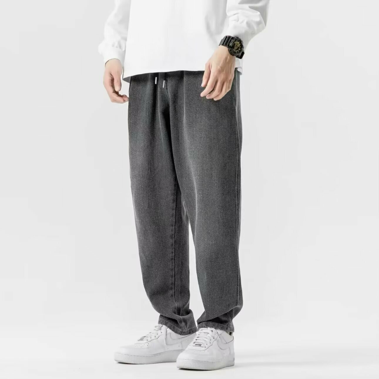 MON Мужские Шорты Деним Весна Тонкие Черные Кроп Кэжуал Деним, Размер_30