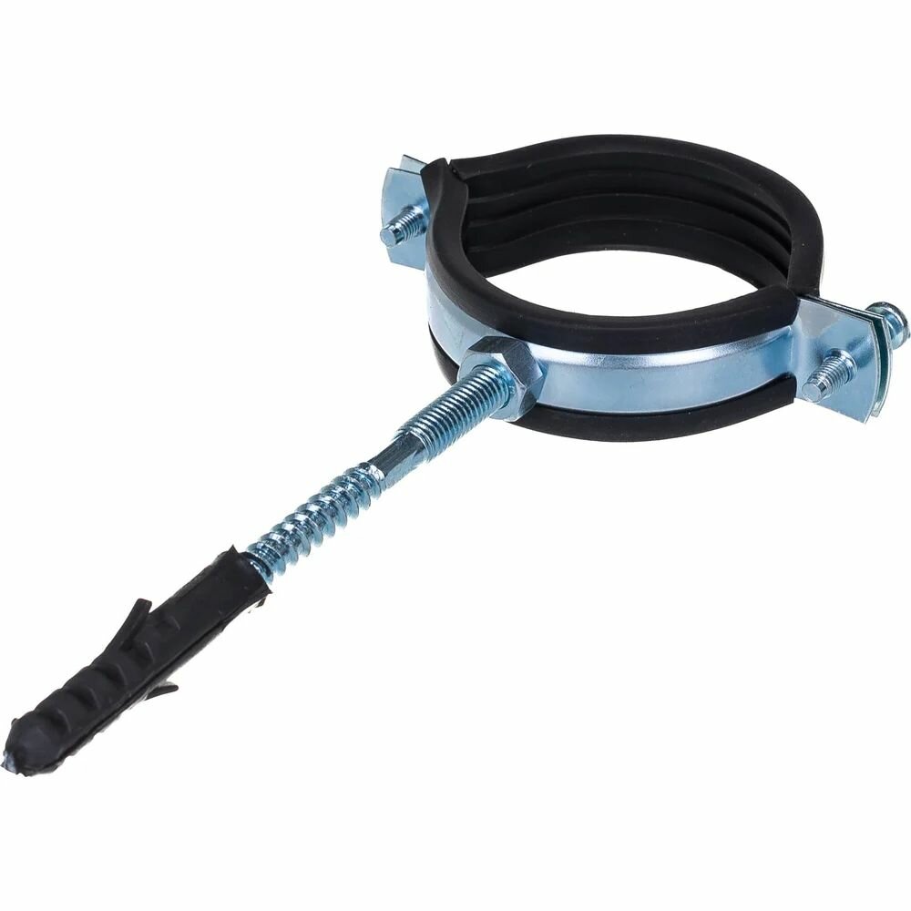 Металлический сантехнический хомут для труб со шпилькой и дюбелем СВК 60-64, 2 дюйма, гайка М8 SVK-F050М8 Н0000012914