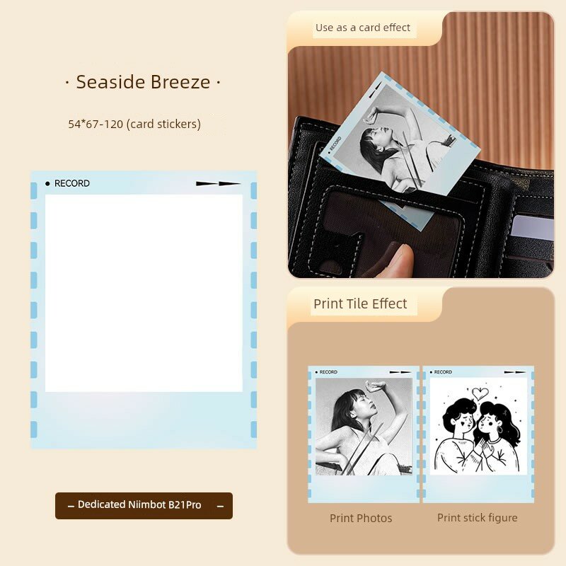 Специальная фотобумага Niimbot B21Pro для печати фотографий, фотостикеры Niimbot [морской бриз]54*67-120 листов
