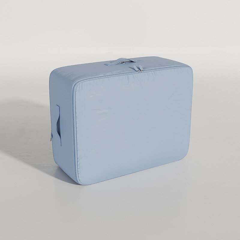 Сумка для хранения стеганого одеяла Сжатая сумка Пуховик шелковый стеганый мешок для стеганого одеяла Синий_Круглый