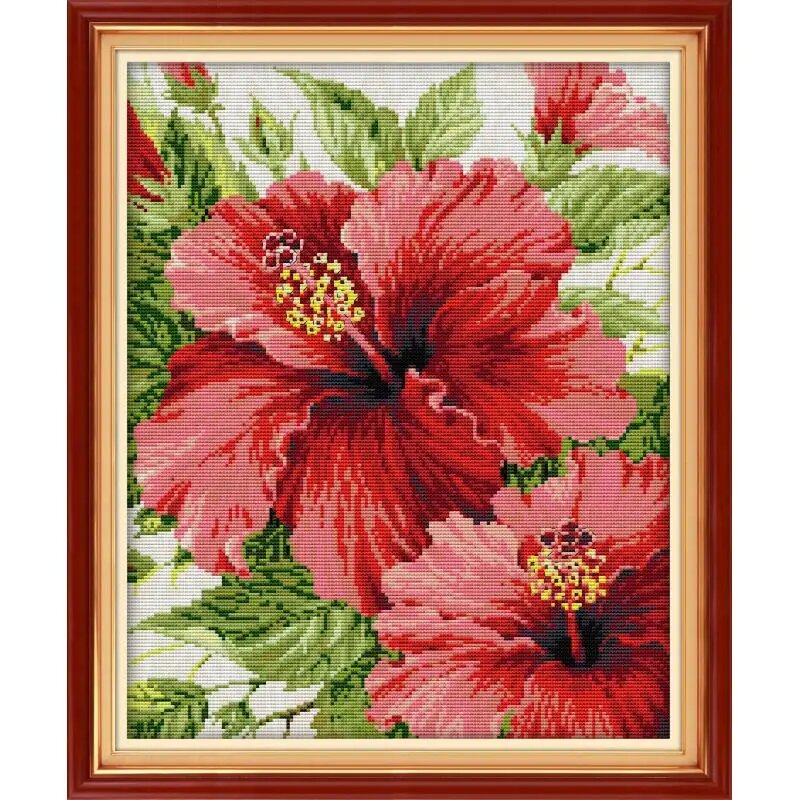 Набор для вышивки Joy Sunday Красный Гибискус 14CT 11CT 14CT Unprinted