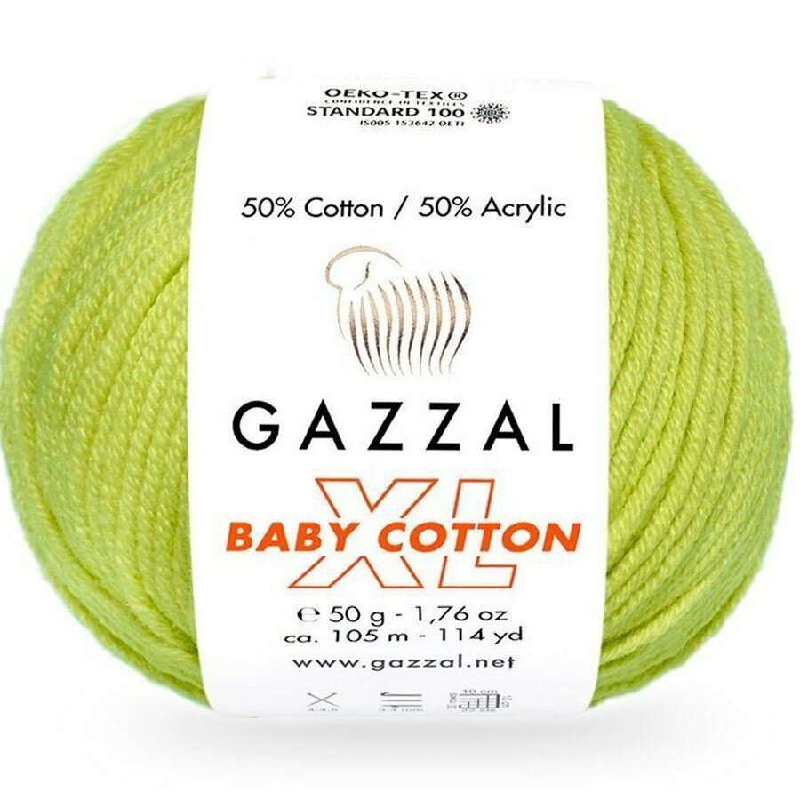 Пряжа Gazzal BABY COTTON XL 3457 липа (5 мотков)
