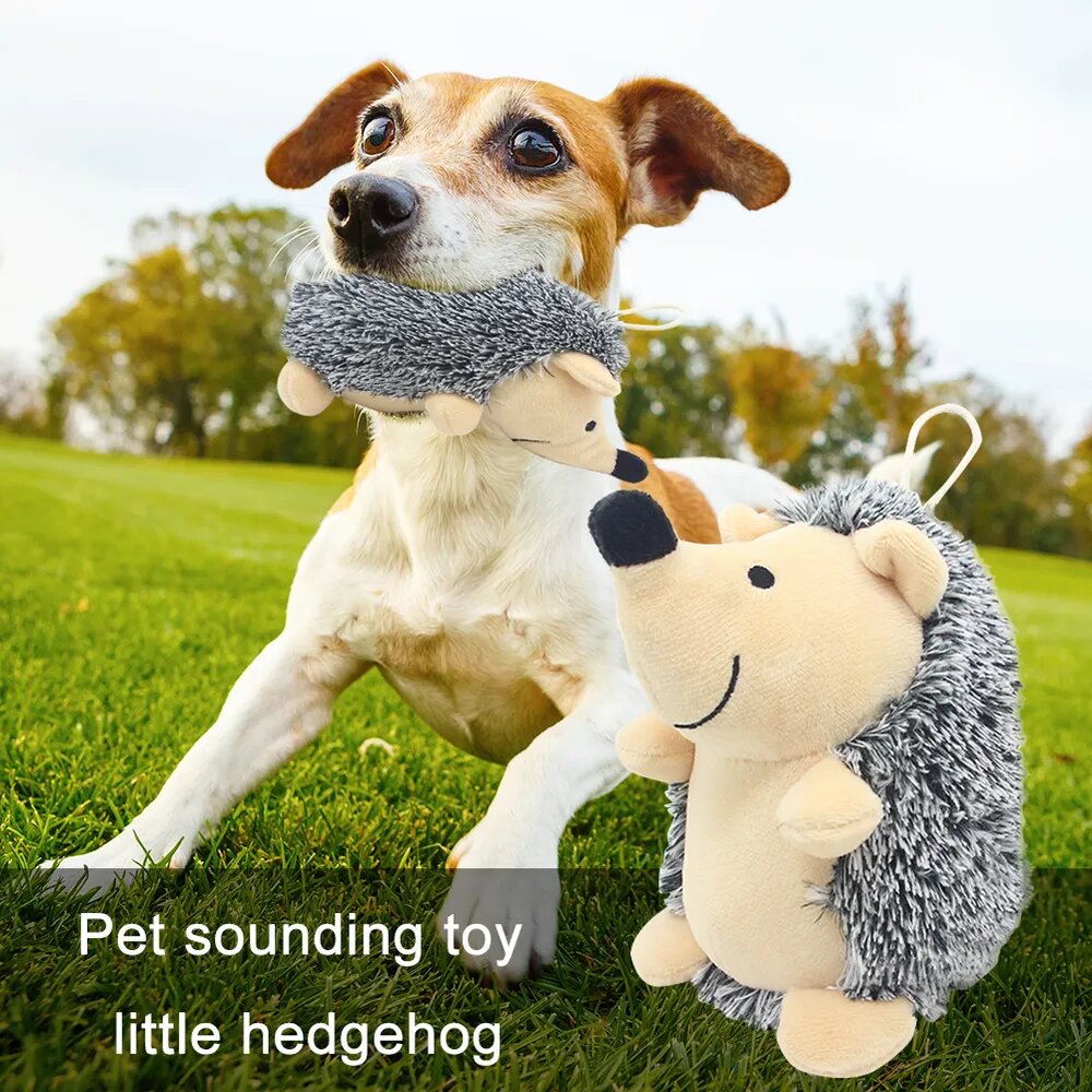 Звуковая игрушка для домашних животных. Плюшевый ежик. серый