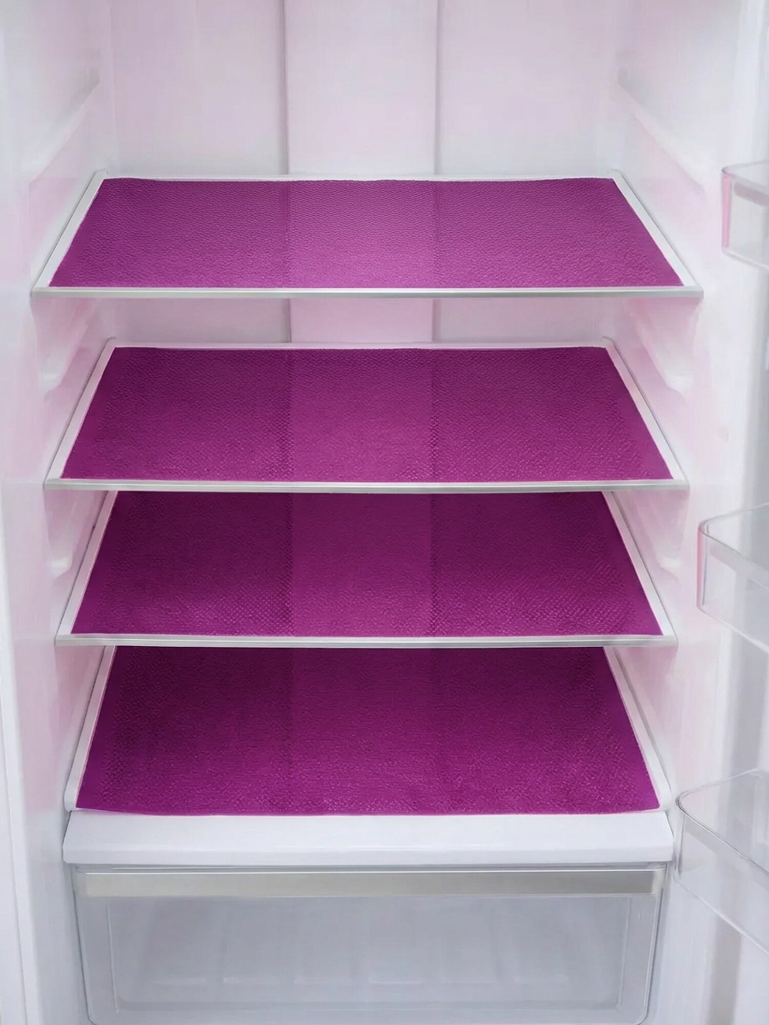 Коврик силиконовый защитный К01 6 штук 30х45 см для кухни, в холодильник, для ящиков и полок, фиолетовый