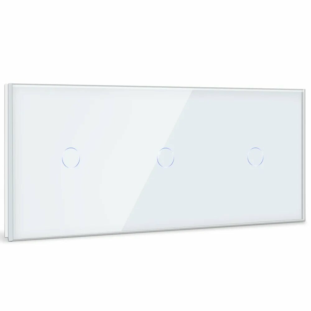 Сенсорный выключатель 3 клавиши, 3 поста (1+1+1) , панель стекло Белая,228mm