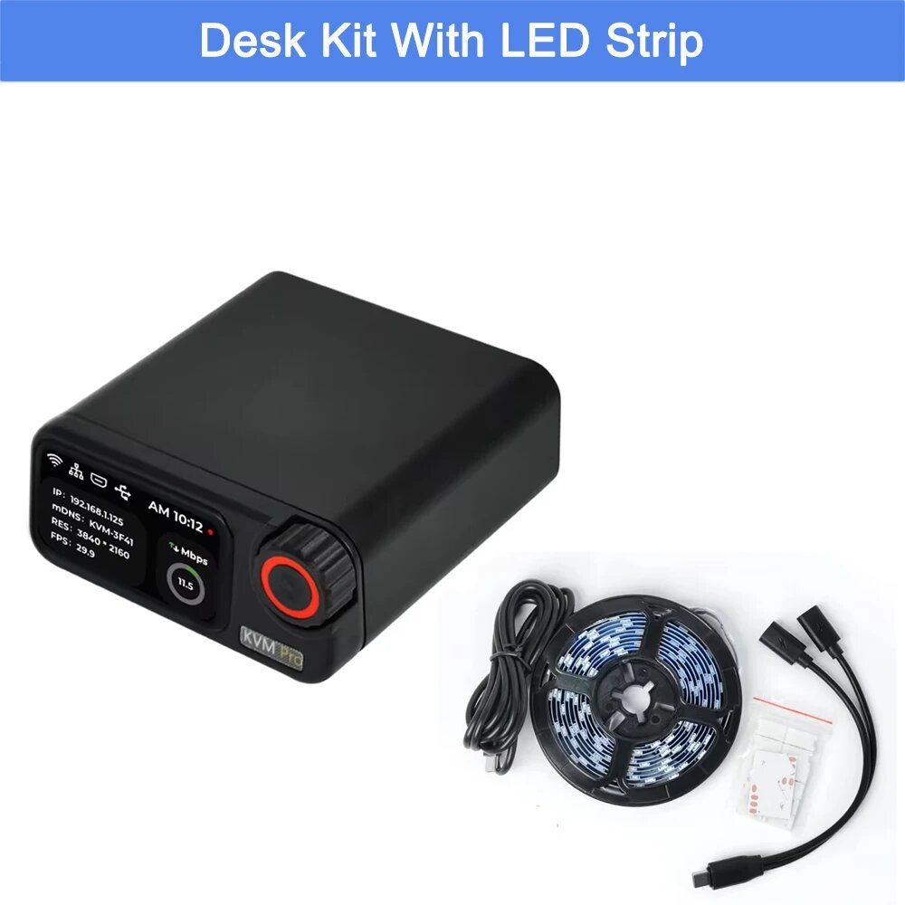 Sipeed NanoKVM-Pro 4K IP KVM, Desk With LED Strip, POE and WIFI
