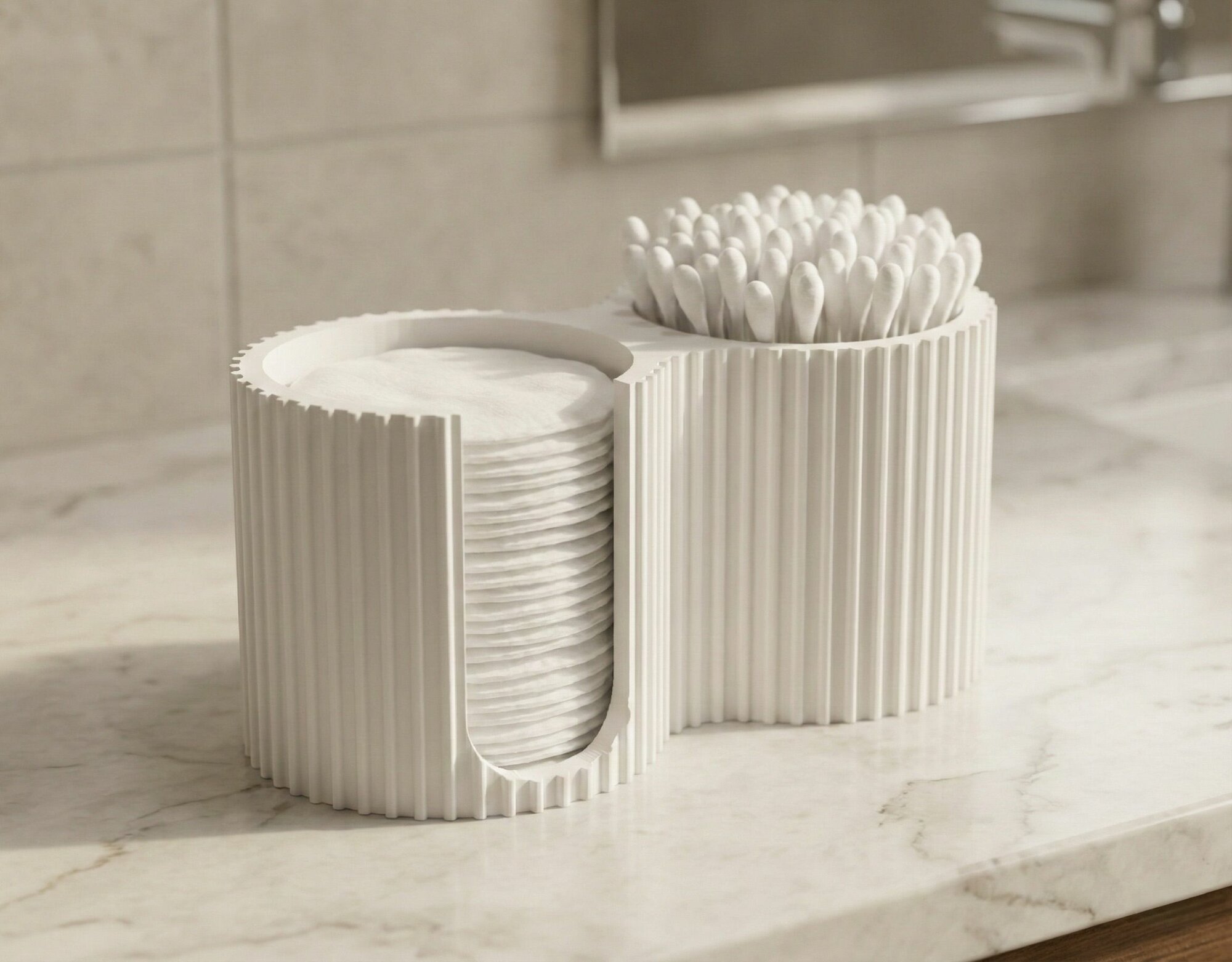 Органайзер для ватных палочек и дисков (Белый, Фактурный)