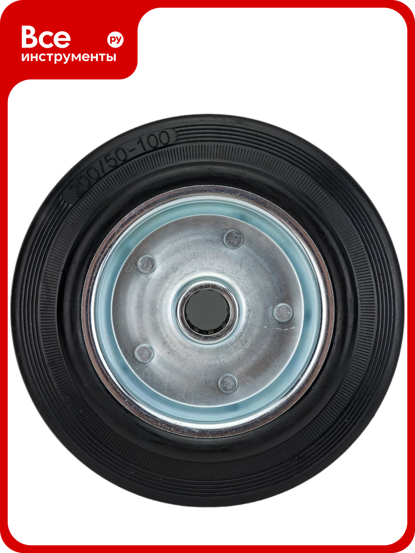 Колесо большегрузное обрезиненное без кронштейна (200х50 мм; г/п 200 кг) EURO-LIFT 00-00001258 стальная основа