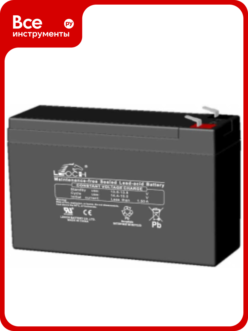 Аккумуляторная батарея Leoch DJW12-5.0, 12В, 5Ач, AGM, компактные размеры 99x53x151 мм, идеальна для различных устройств