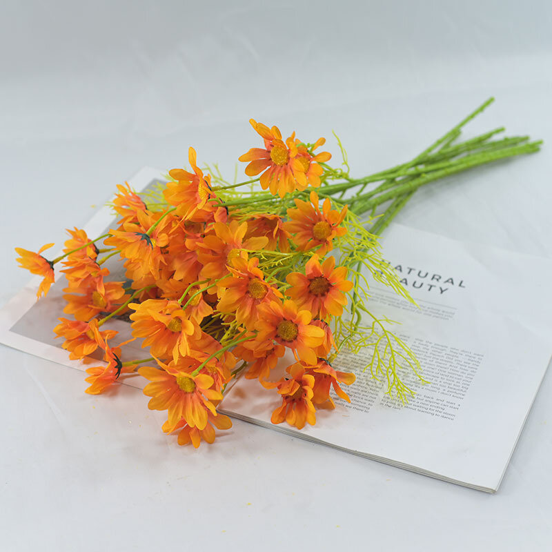 Европейский стиль пасторальных искусственных цветов ромашки для домашнего декора, аранжировка стола, декоративные цветы ромашки, реквизит, искусственные цветы