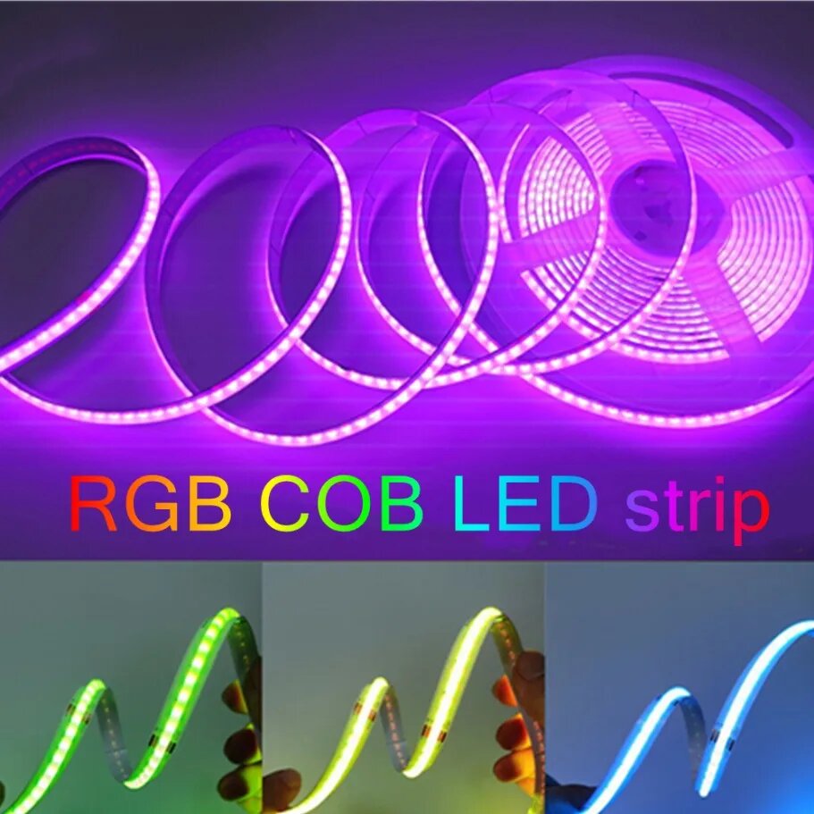 RGB LED лента 24В 5м, 576leds/м, RA95, 10мм, DC 12V 8MM