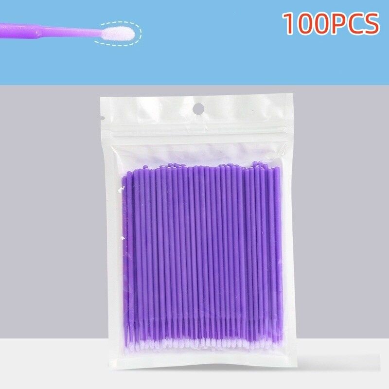 Микрощетки для ресниц и бровей одноразовые микробраши диаметр 2 мм, 100 штук Темно-розовая сумка