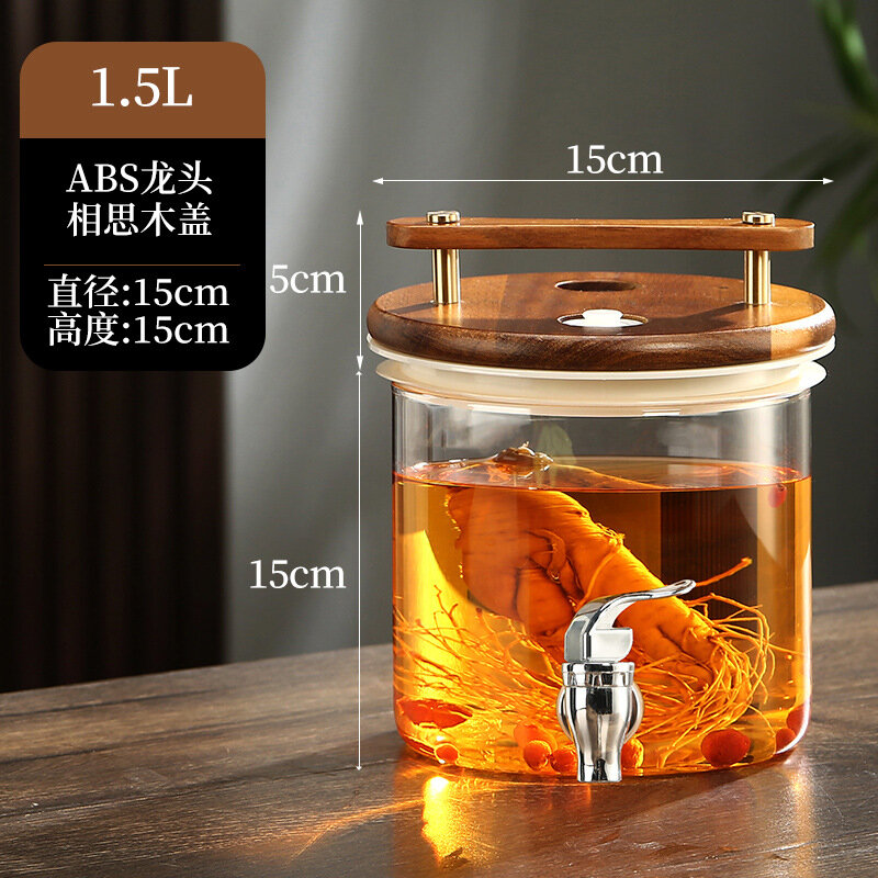 Новая стеклянная бутылка для вина с крышкой из акации, 5kg термостойких стеклянных бутылок с краном, силиконовая герметичная банка для хранения вина